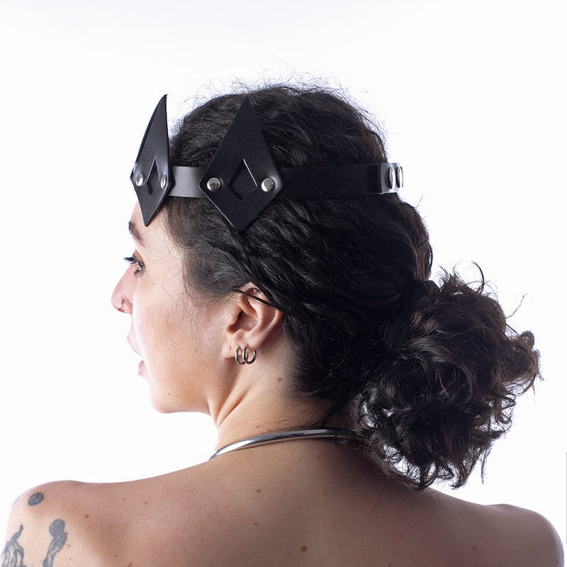 Leather crown. Female cosplay costumes and roleplay outfit.